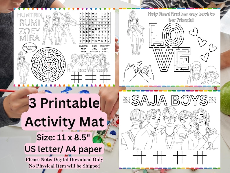 Coloring Sheet & Activity Placemat | Kids Party Activity | Printable ...