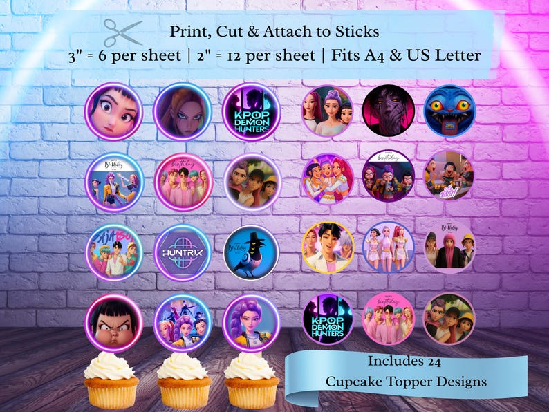 Anime Kpop Cake Topper & Cupcake Toppers | Printable PDF | Birthday ...