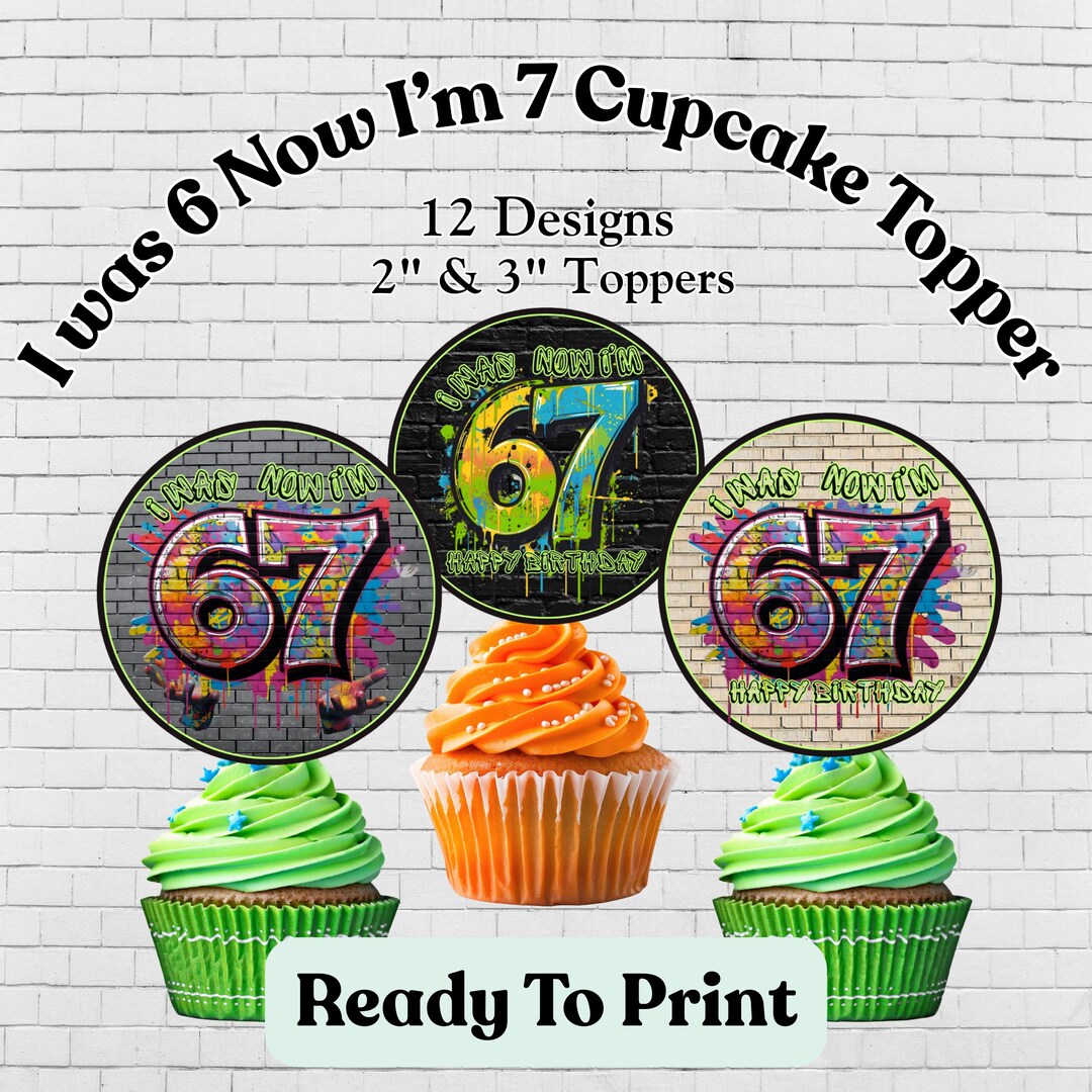 6 7 Birthday Decor, 6-7 Birthday Topper, 7th Birthday Cupcake Topper ...
