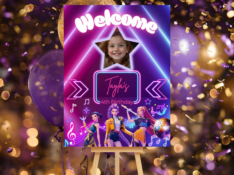 Editable Kpop Demon Hunters Welcome Sign Kpop Anime Birthday Decor ...
