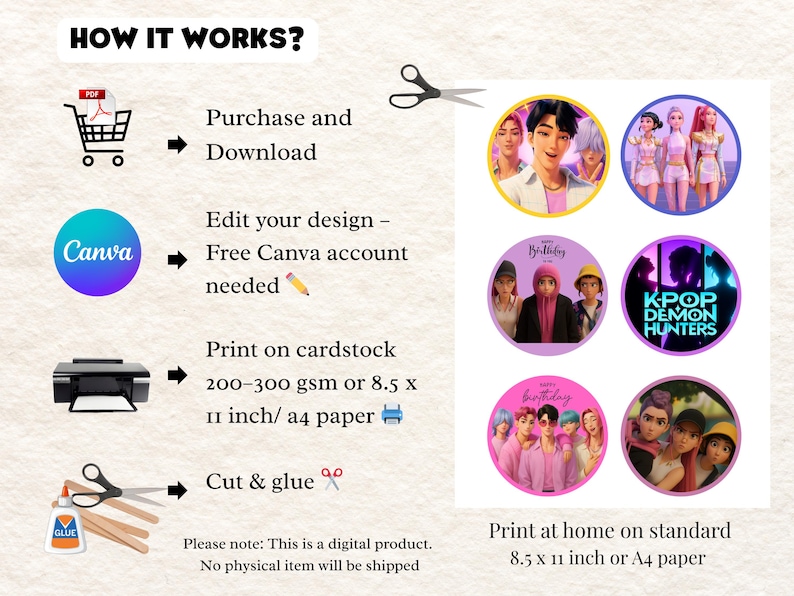 Editable K-pop Cupcake Topper Printable Party Decor Anime Birthday ...