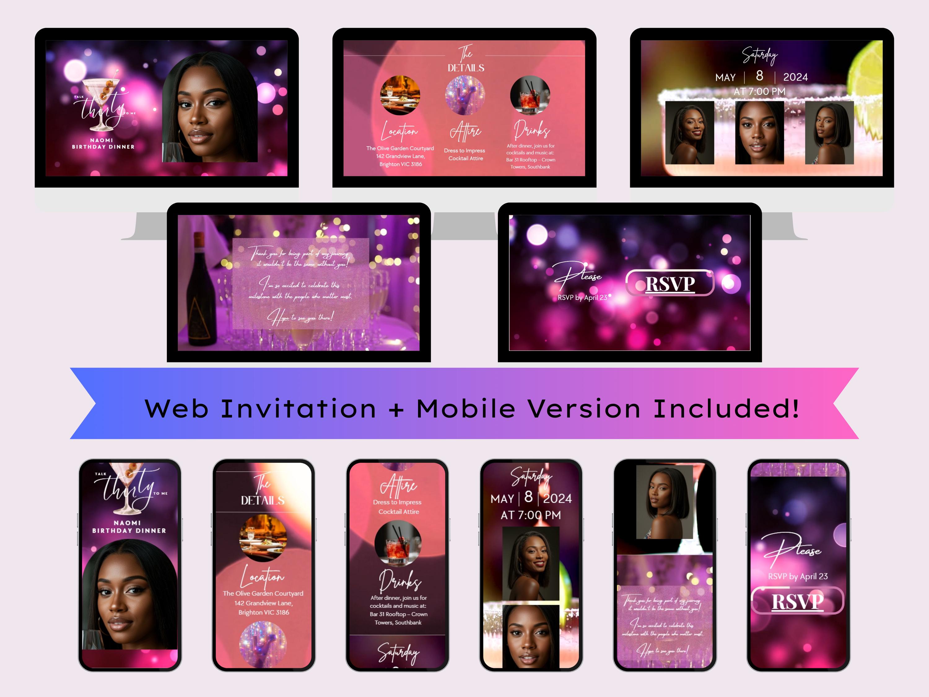 Editable Birthday Party Web Invitation: Trackable RSVP, Digital Evite ...