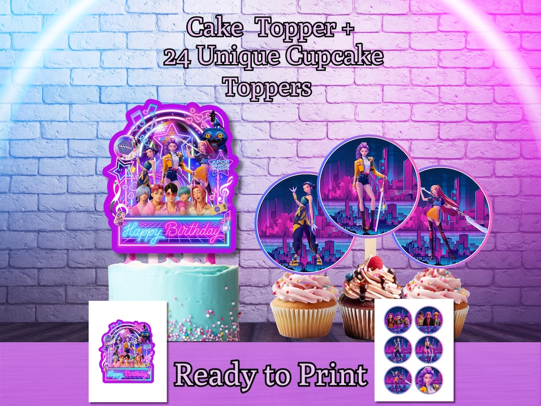 K-pop Cake Topper & Cupcake Topper Kit | Printable Birthday Party ...