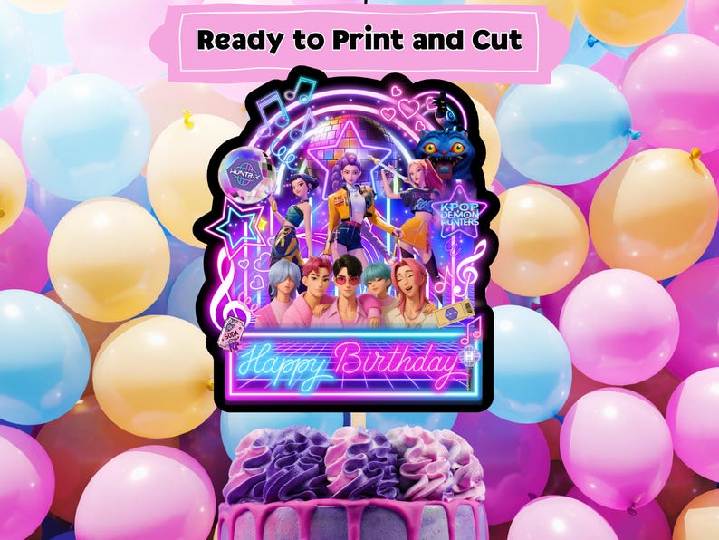 K-pop Anime Cake Topper • Printable Idol Birthday Party Decor Ready to ...