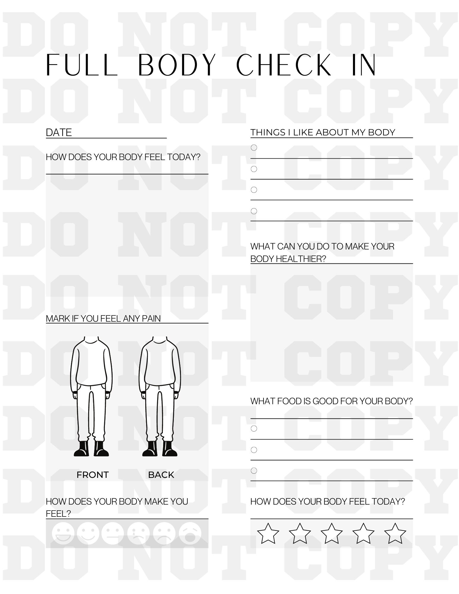 Full Body Check-in Journal Template - Etsy