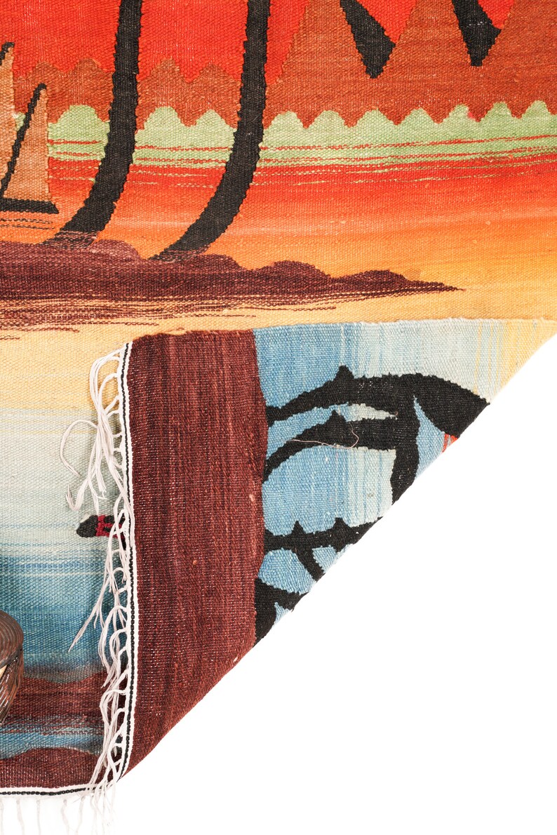 4'11 X 3'4 Vintage Pictorial Egyptian Kilim Rug, Handmade Kilim, Bold ...