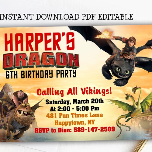 Toothless Invitation How to Train Your Dragon Birthday | Etsy