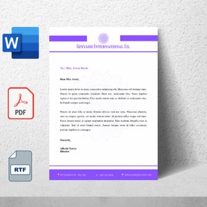 Violet Letterhead Template Microsoft Word Libreoffice Adobe Acrobat ...