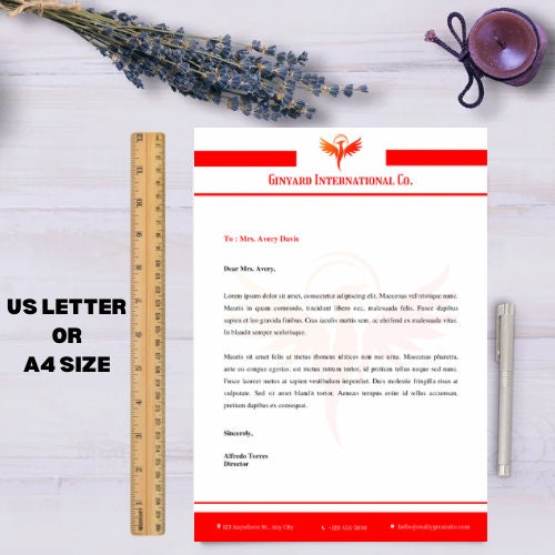 Red Letterhead Template Microsoft Word Libreoffice Adobe Acrobat Google ...