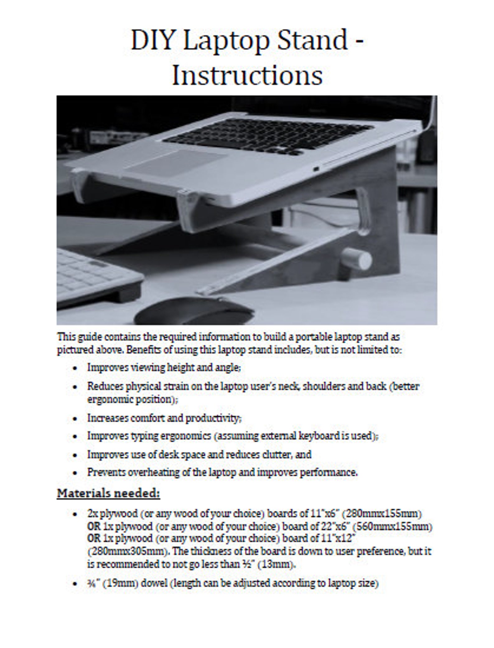 DIY Portable Wooden Laptop Stand, Printable Instant Digital File ...