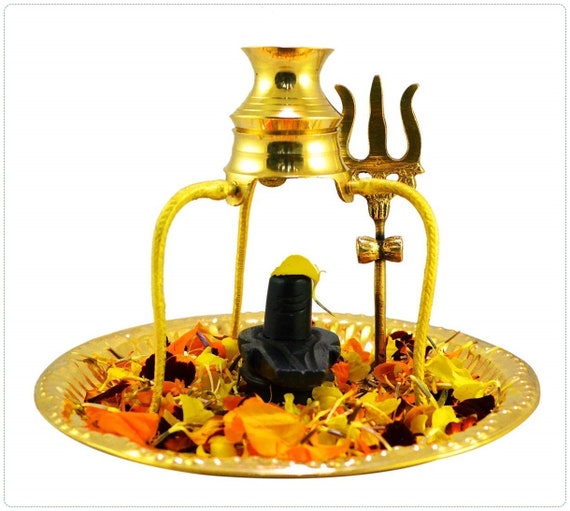 Marble Stone Shiva Lingam Set Stand and Abhishek Lota Kalash with ...