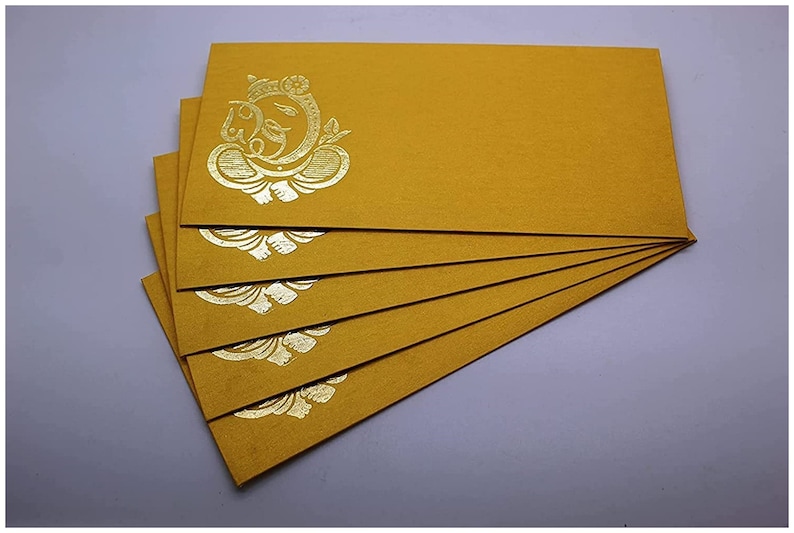 Wedding Personalised Premium Golden Ganpati Design, Designer Money Gift ...