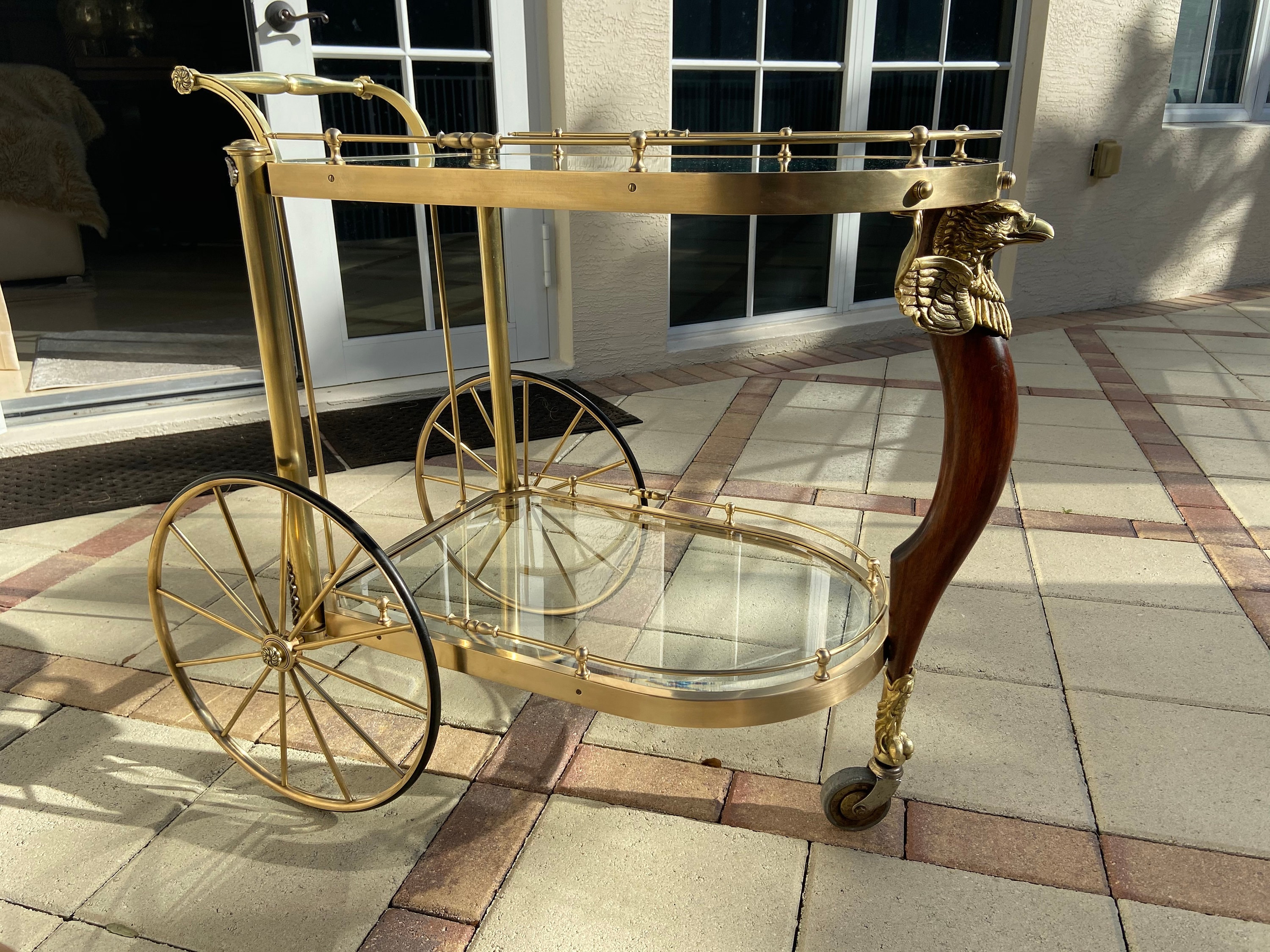 European Vintage Antique Solid Brass Pastry/tea Bar Cart Brass Eagle ...