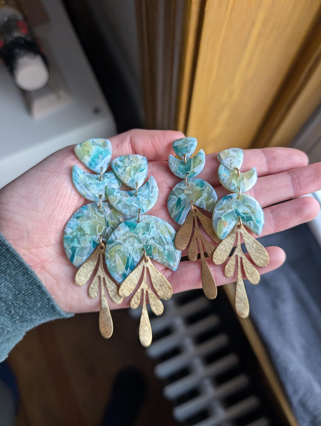 The Xtra Af Majesty in Faux Jade Handmade Polymer Clay Earrings - Etsy