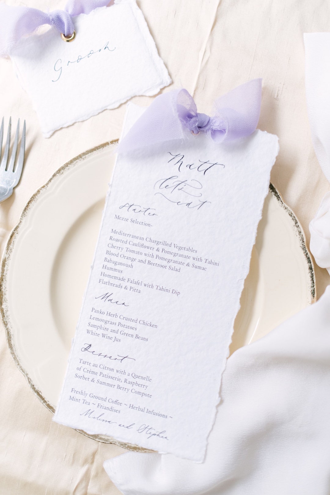 Handmade Paper Menu, Rustic Wedding Menus, Wedding Menus, Handmade ...