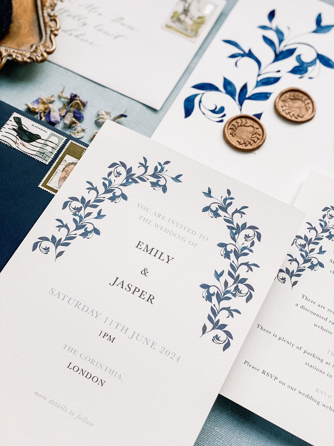 Blue Ornate Wedding Invitation: Spanish Tile Design - Etsy