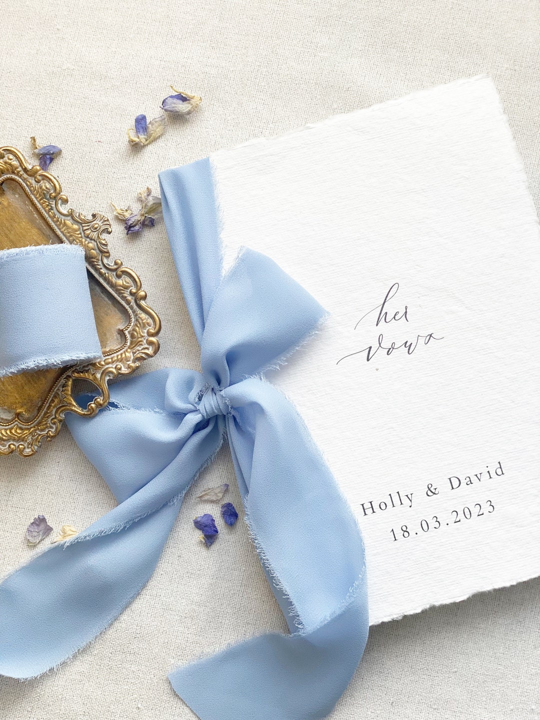 Handmade Paper Vow / Reading Books With Ribbon, Wedding Vow Books ...