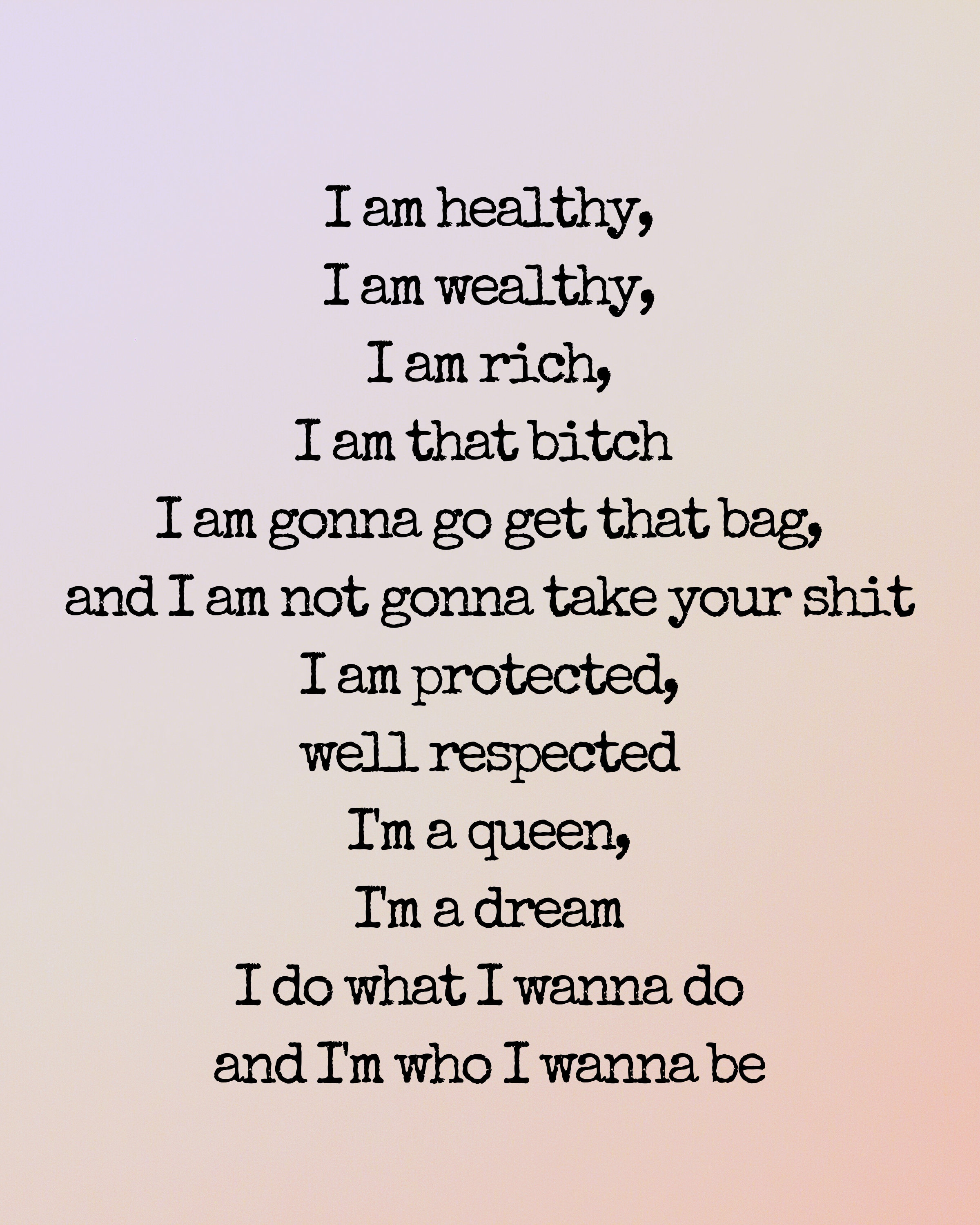 I Am Healthy, I Am Wealthy, I Am Rich /manifestation Digital Wall Art ...