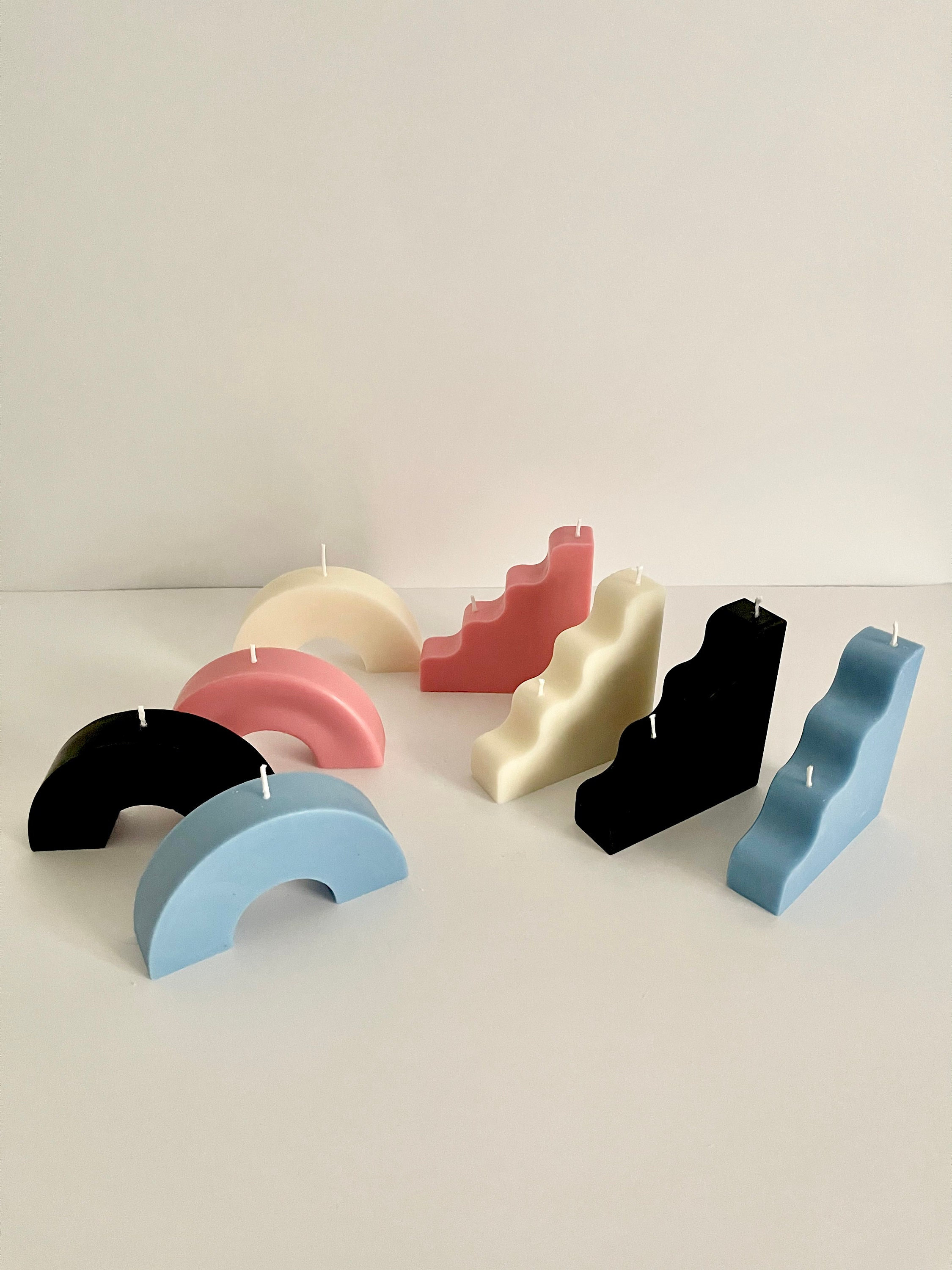 SET OF 2 - Minimalistic Candle Set - Geometric Shape Candle ...