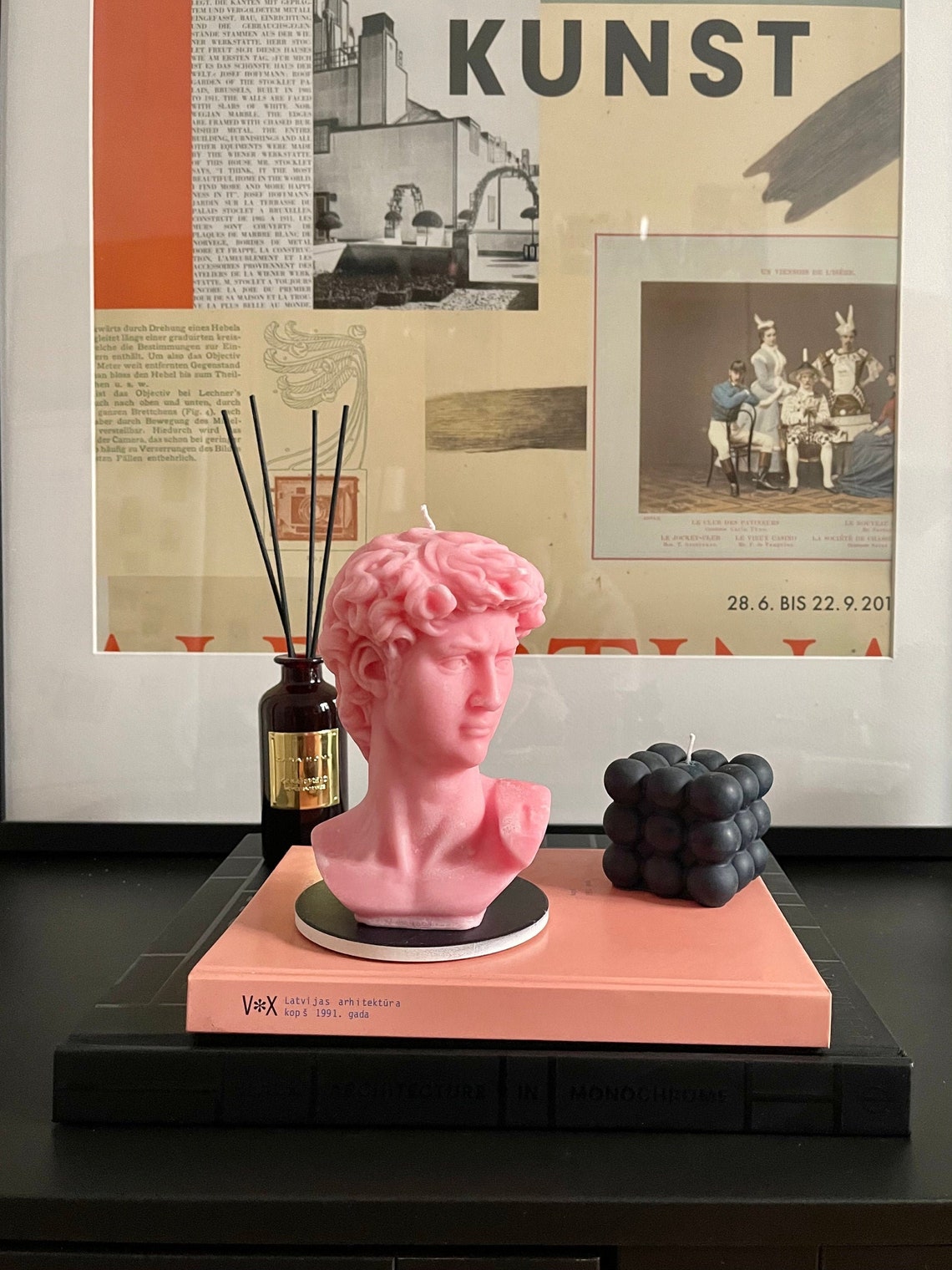 XL David Head Candle Sculptural Candle Decor Pink David - Etsy