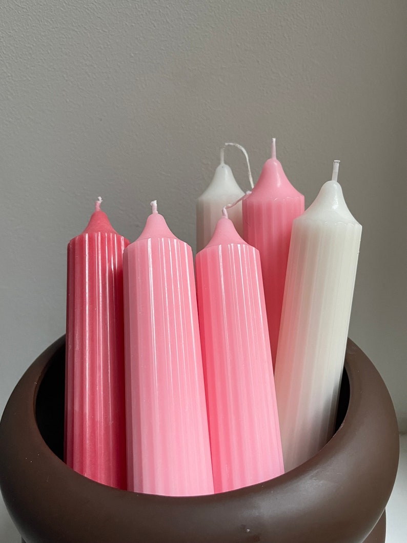 Ribbed Pillar Candle Cylinder Candle Decorative Candle - Etsy