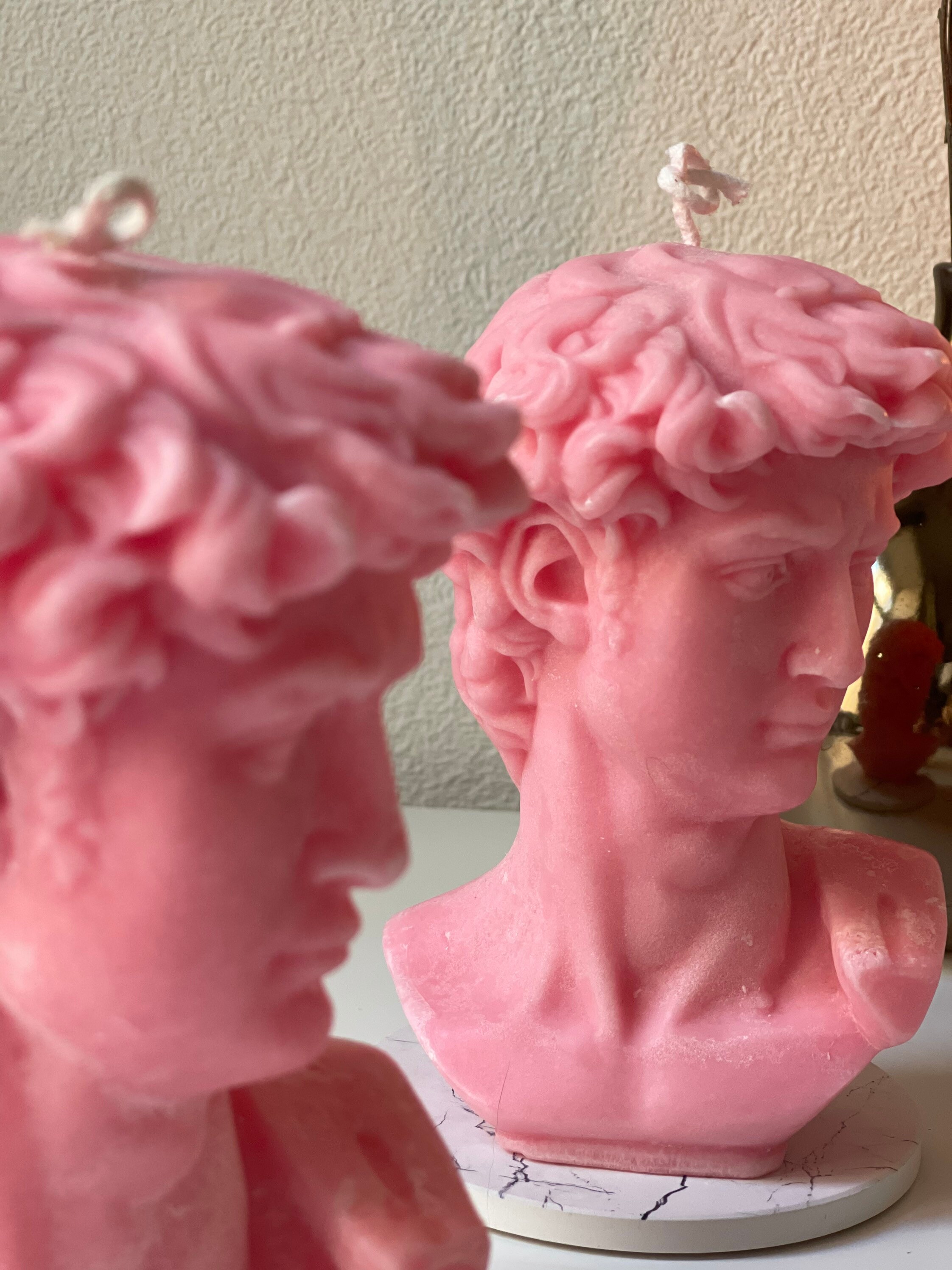 XL David Head Candle Sculptural Candle Decor Pink David - Etsy