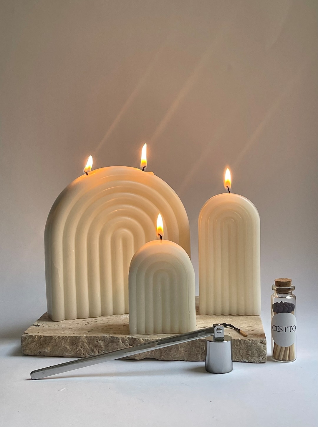 Arch Candle Set of 3: Plant-based Stearin Wax, Sculptural Home Decor - Etsy