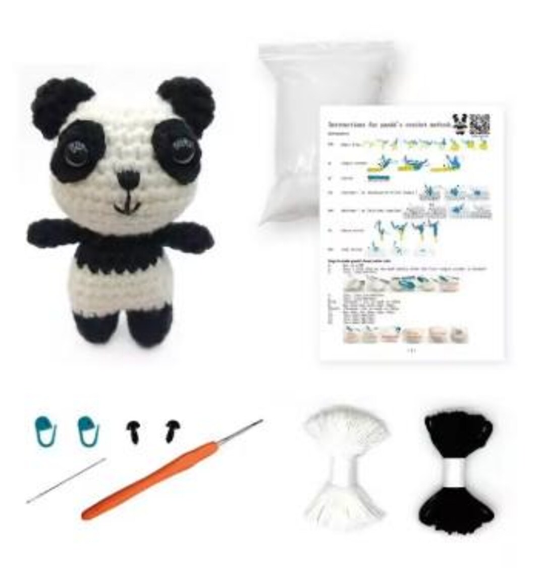 DIY Crochet Kit Panda, Amigurumi Kit, Learn How to Crochet Kit, Crochet ...