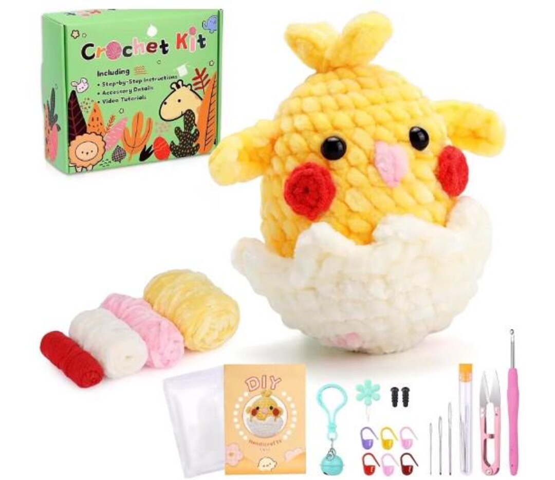 DIY Chicken Crochet Kit, Chicken Amigurumi Kit, Crochet Farm Animal Kit ...