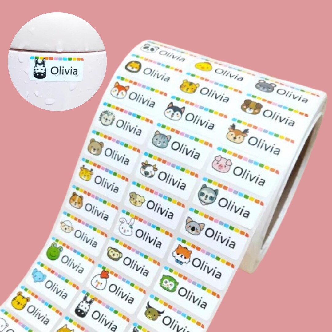 Cute Animals Labels, Rainbow Animals Name Stickers, Animals Label Name ...