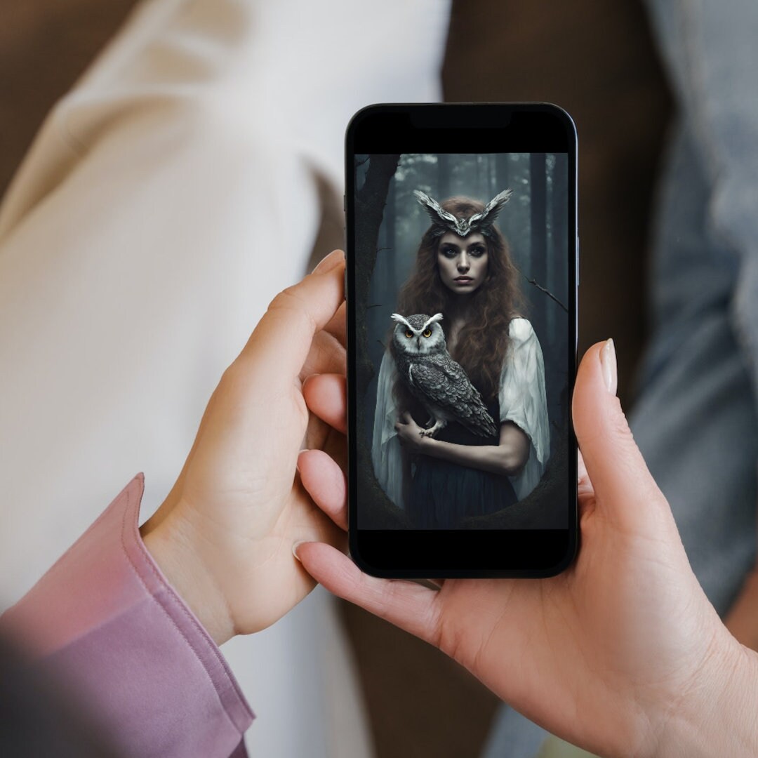 Phone Wallpaper, Smartphone Wallpaper Owl, Owl and Woman Fantasy ...