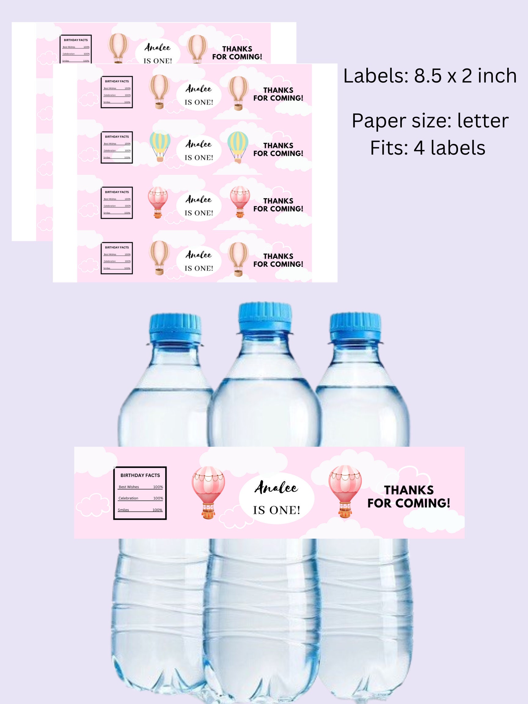 Birthday Water Bottle Labels Printable CUSTOM - Etsy