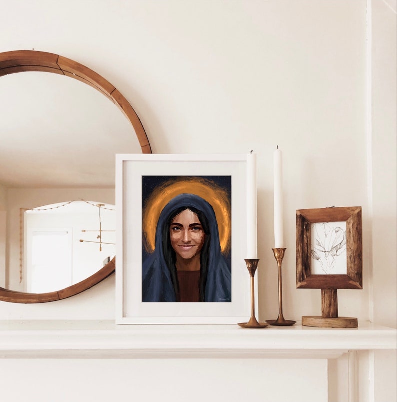 Virgin Mary Smiling Catholic Card Printable Art Digital - Etsy