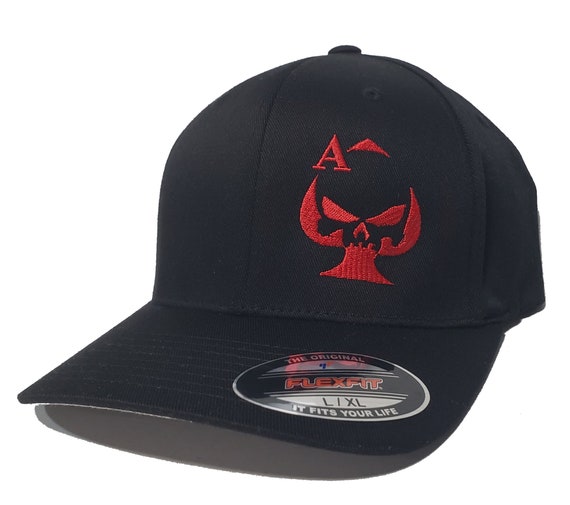 Red Ace of Spades Embroidered Cap FLEXFIT Hat 5001 | Etsy