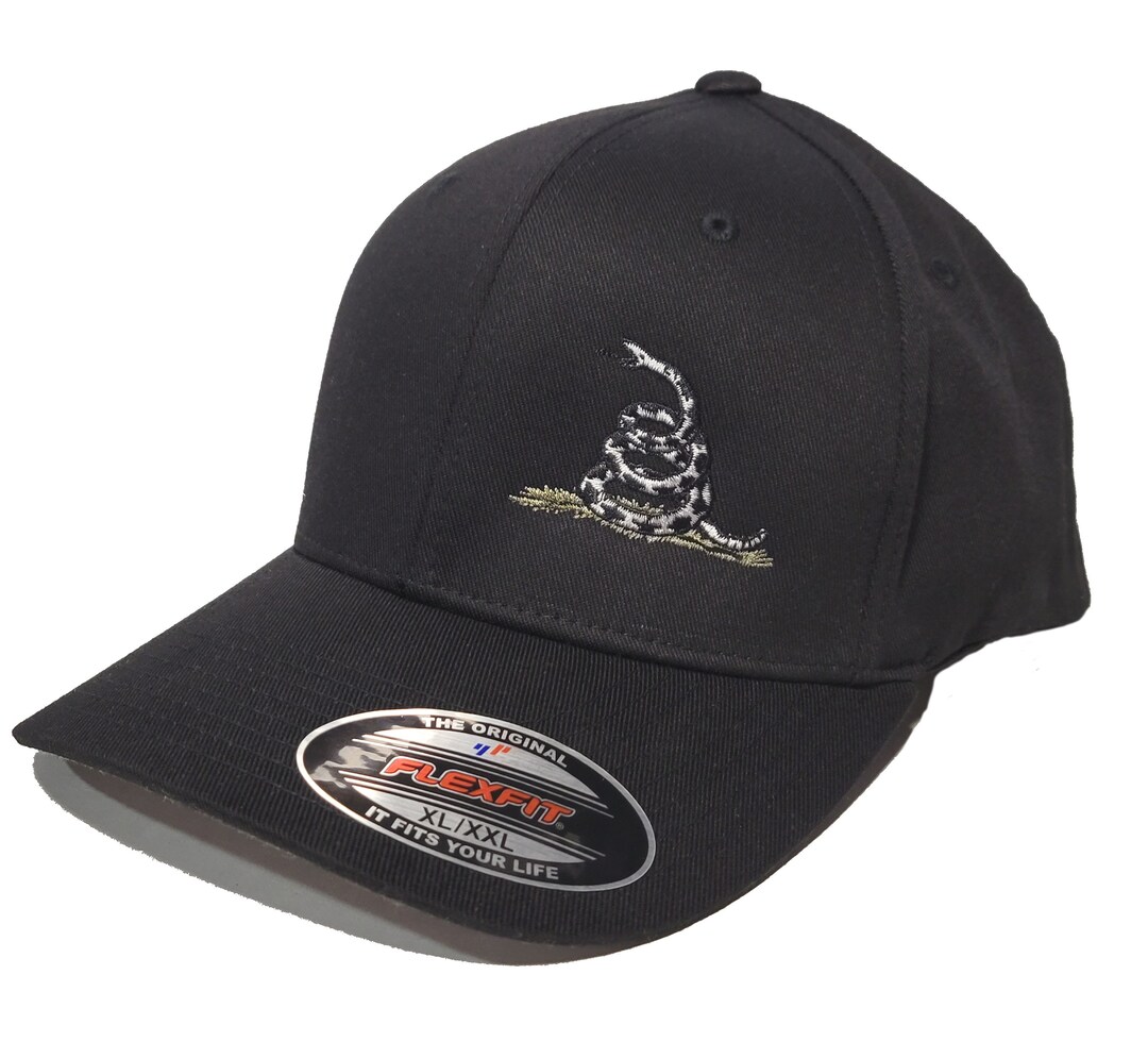 Gadsden Flag Snake Embroidered 2XL XXL PLUS SIZE Flexfit Black Cap Hat ...
