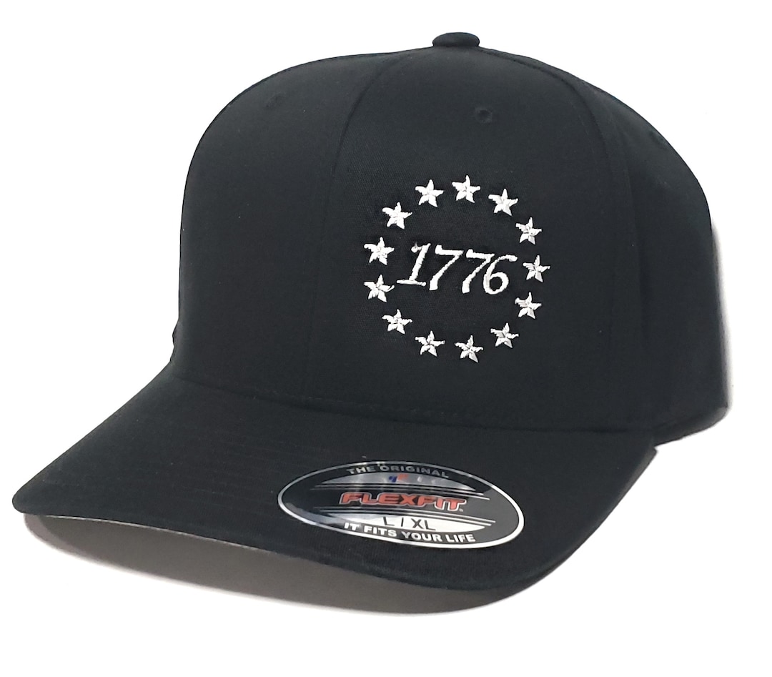 1776 13 Colonies Stars Embroidered Cap, White Logo FLEXFIT Hat 5001 - Etsy