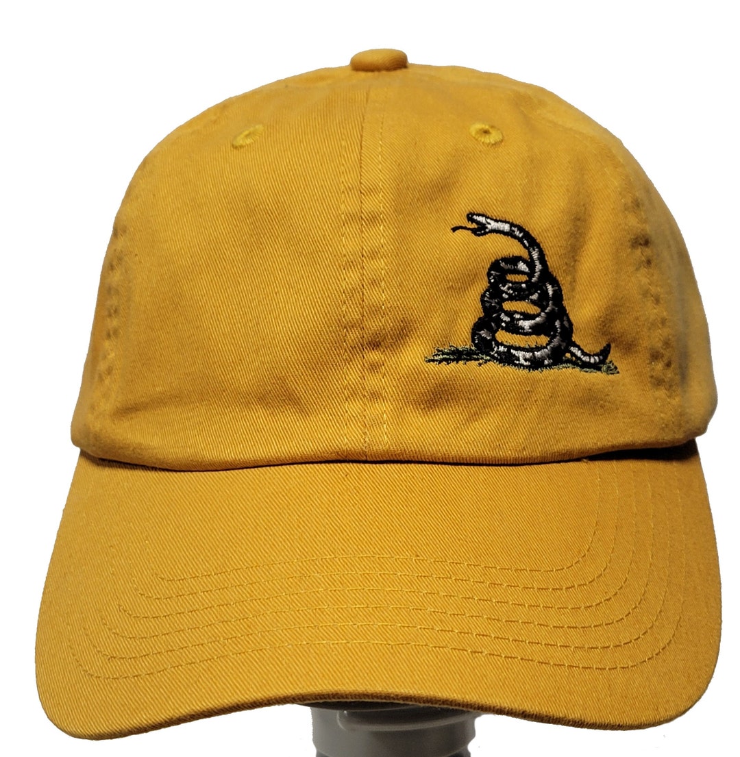 Gadsden Flag Snake Embroidered Hat, Dandelion Gold, Adjustable Buckle ...