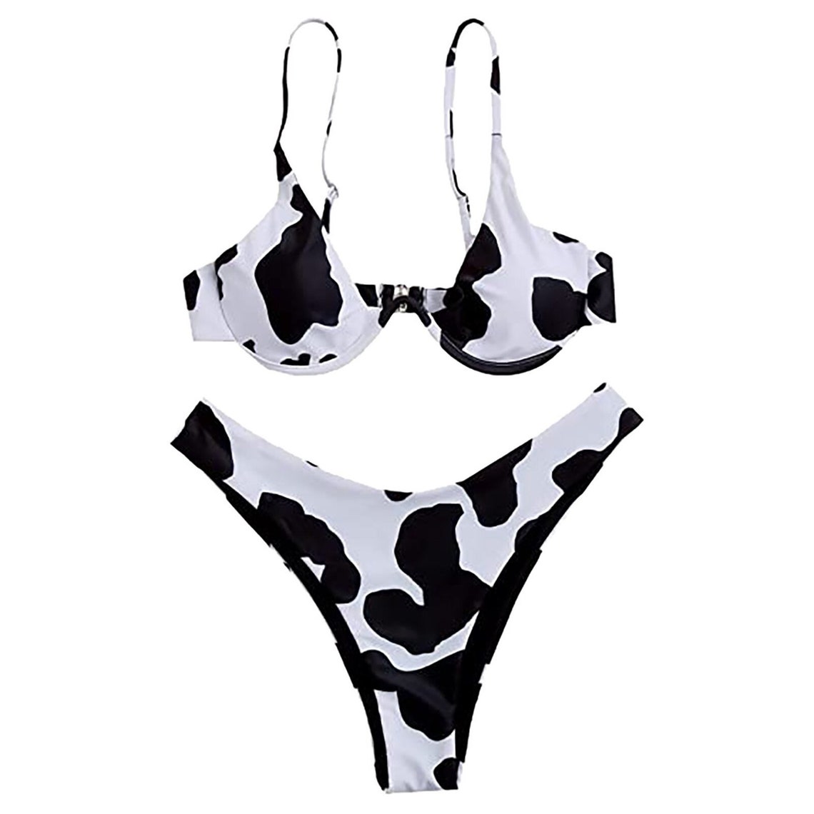 Summer Women Bikini Set Sexy High Breast Contrast Cow Print Etsy