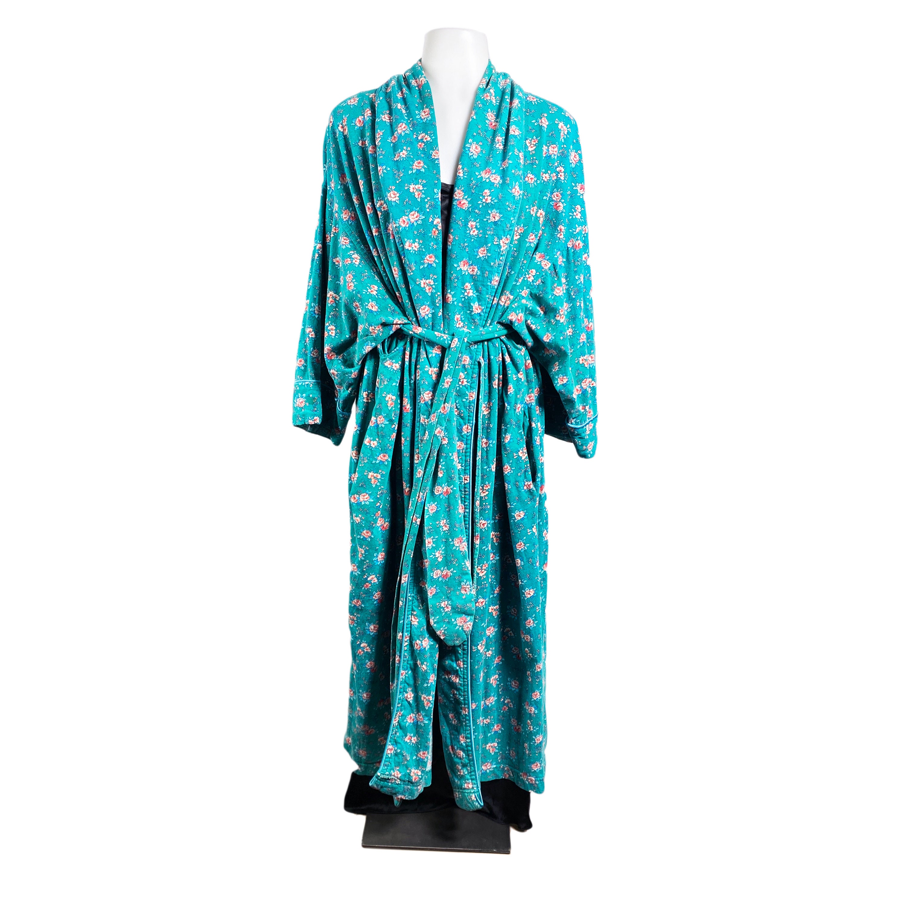 Vintage Victoria's Secret Cotton Robe Emerald Green Floral Print, Size ...