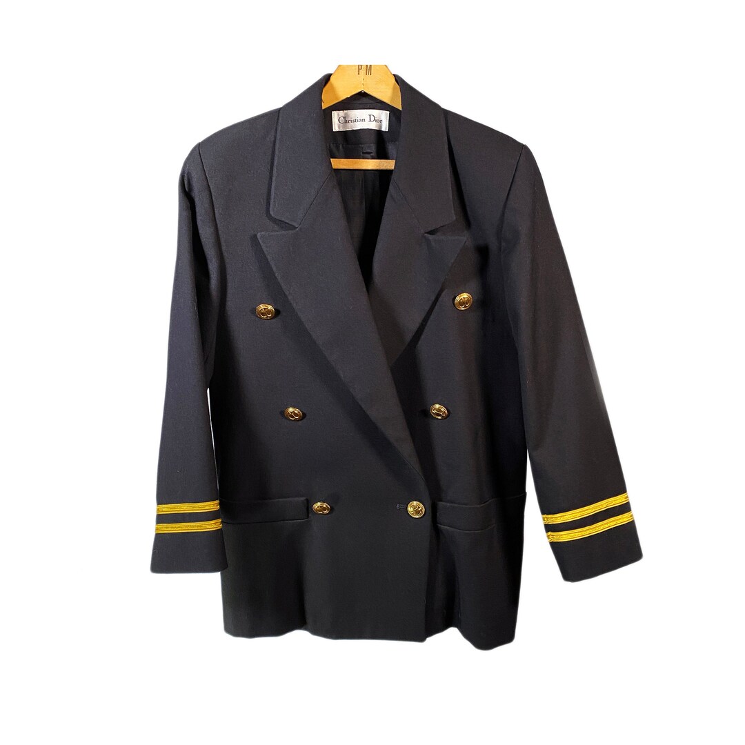 Vintage Christian DIOR Navy Blue Sailor Jacket Double Breasted Navy ...