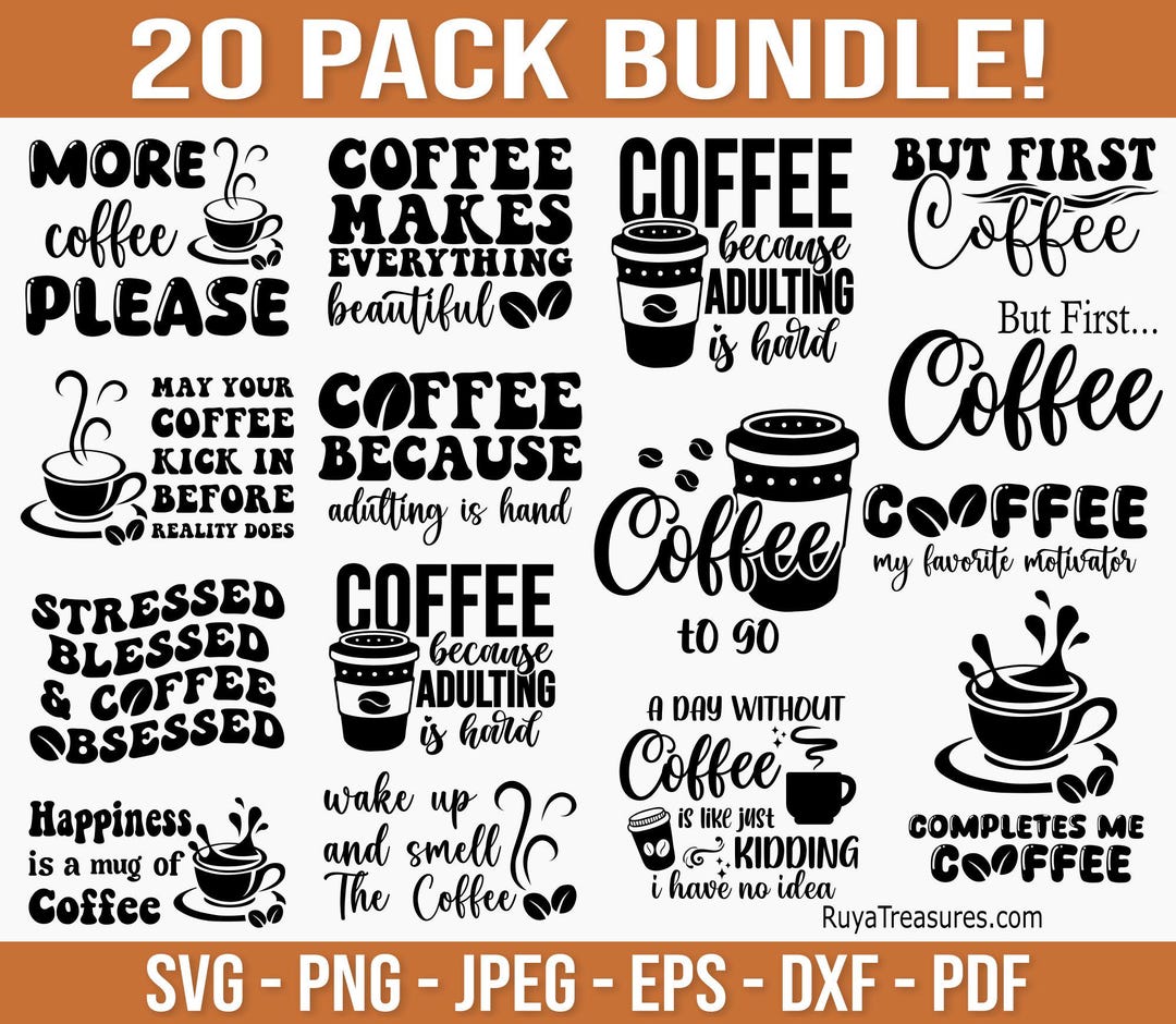 Coffee Svg Bundle, Coffee Lover Svg, Coffee Quote Svg, Coffee Mug Svg ...