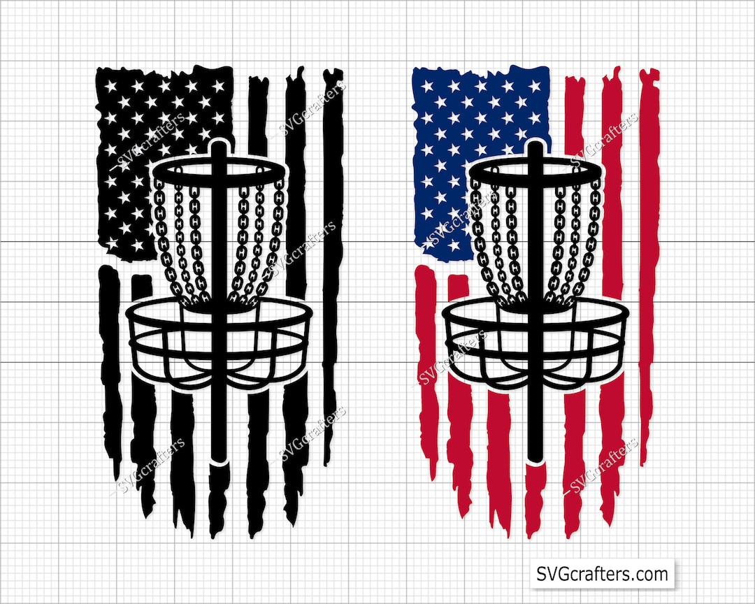 Disc Golf SVG American Flag, Disc Golf Distressed Flag Svg, Disc Golfer ...