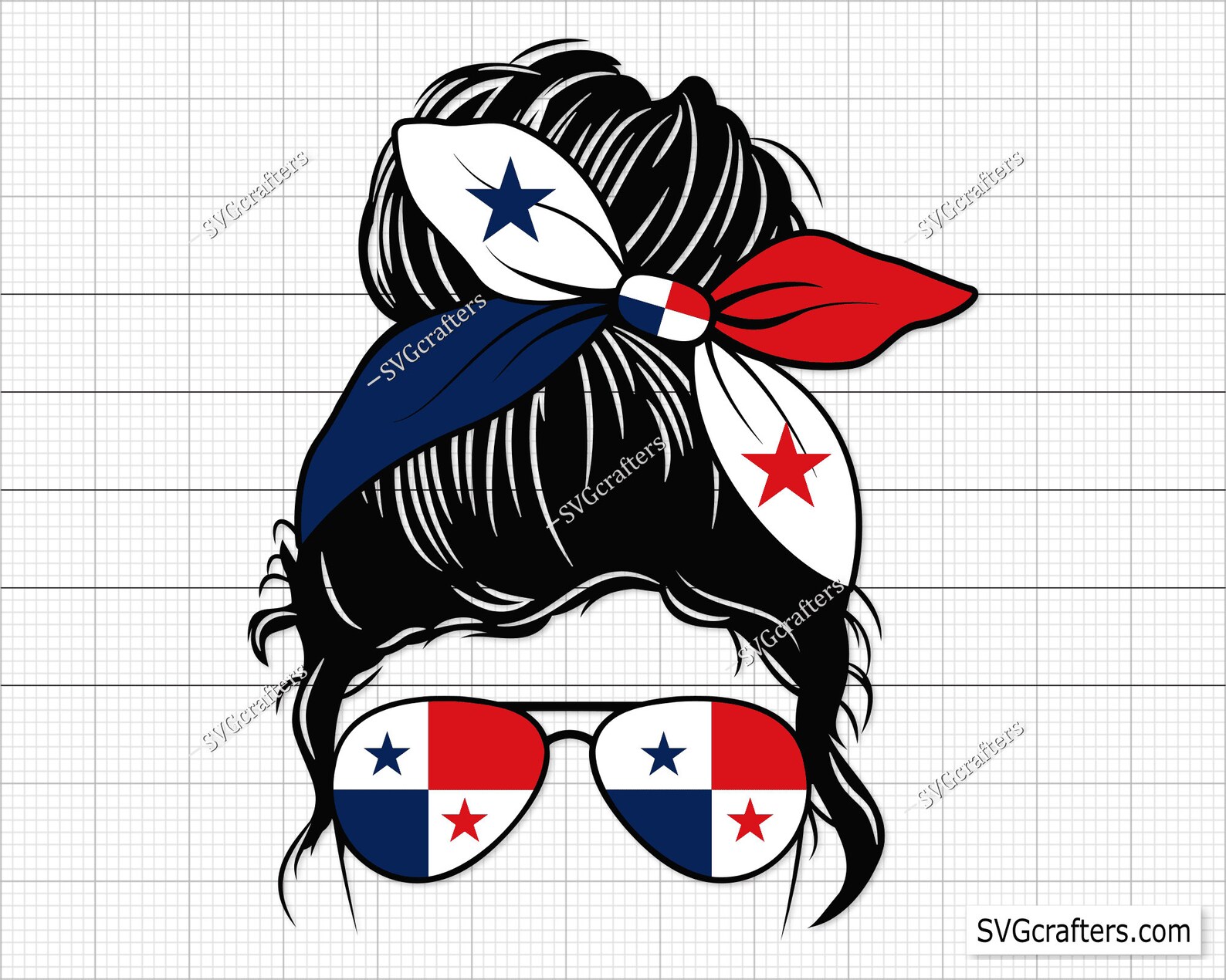 Messy Bun Panamanian Panama Flag Svg Png, Panama Flag Svg Png, Panameña ...
