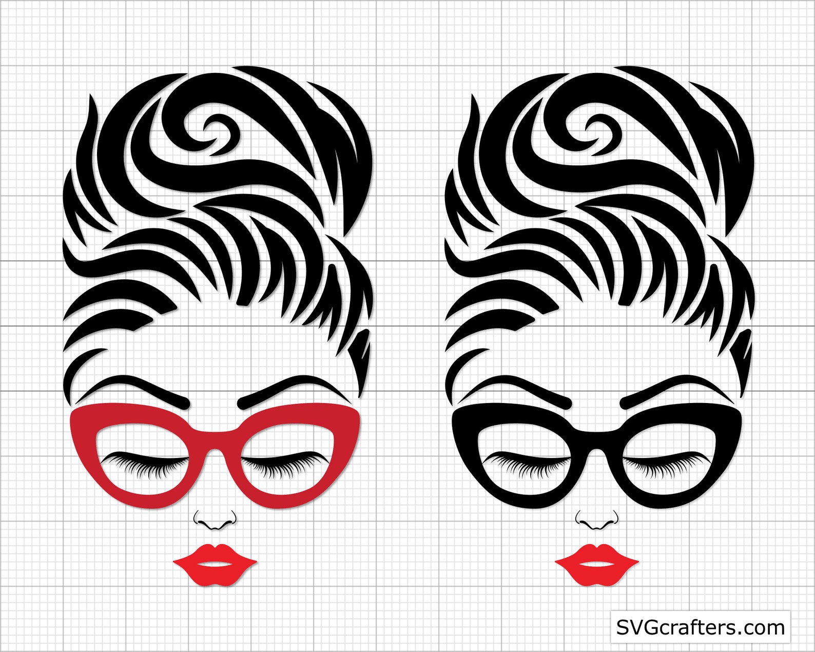 Messy Bun Svg Messy Bun Bandana Svg Mom With Bandana And Glasses Svg