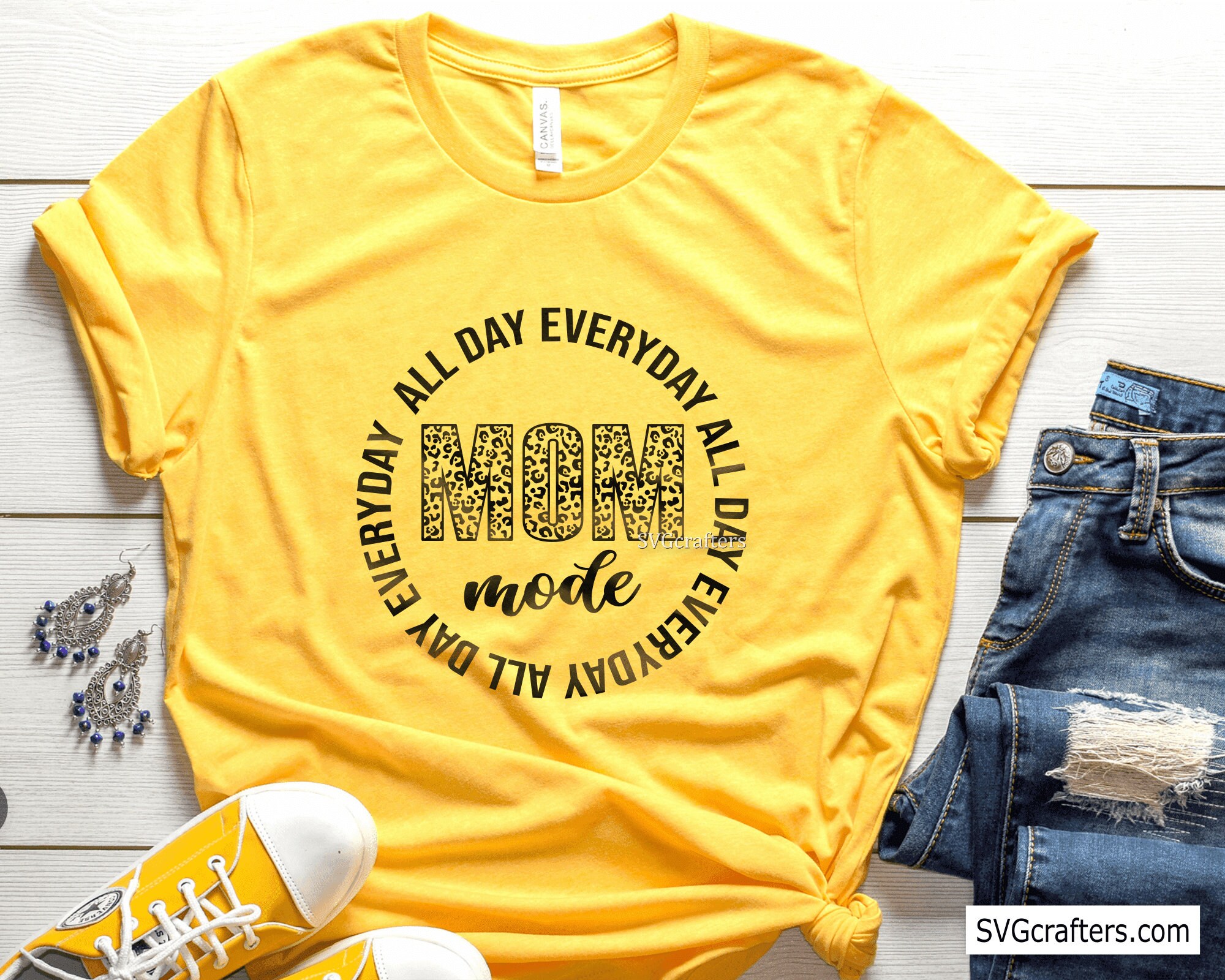 Mom Mode All Day Everday Svg Png Mom Mode Svg Mama Leopard Etsy