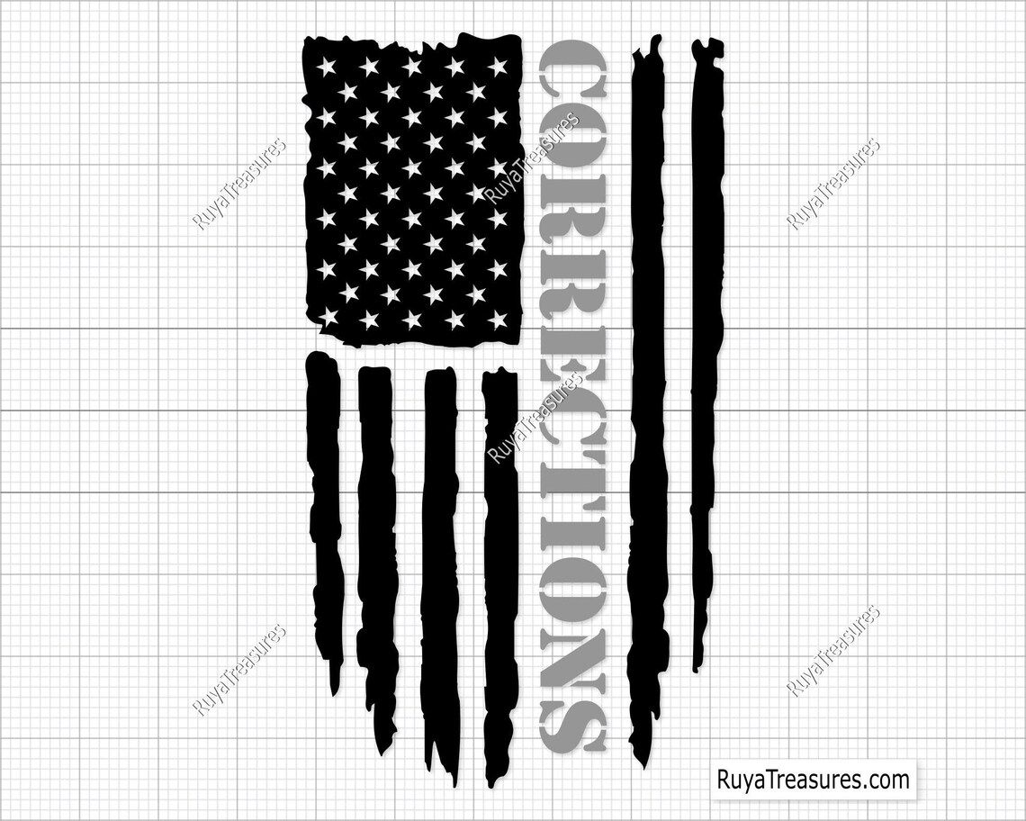 Corrections Flag Svg Png, Thin Silver Line Flag Svg, Correctional ...