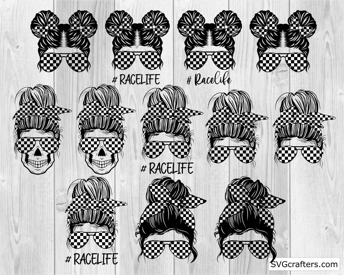 Bundle Messy Bun Racelife Svg Racing Svg Racing Life Svg - Etsy