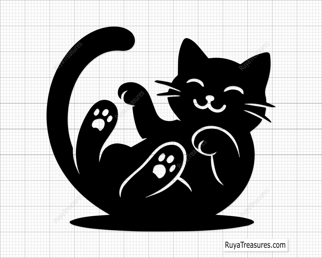Cute Cat Svg, Happy Cat Svg, Smiling Kitty Svg, Playful Cat Svg, Pet ...