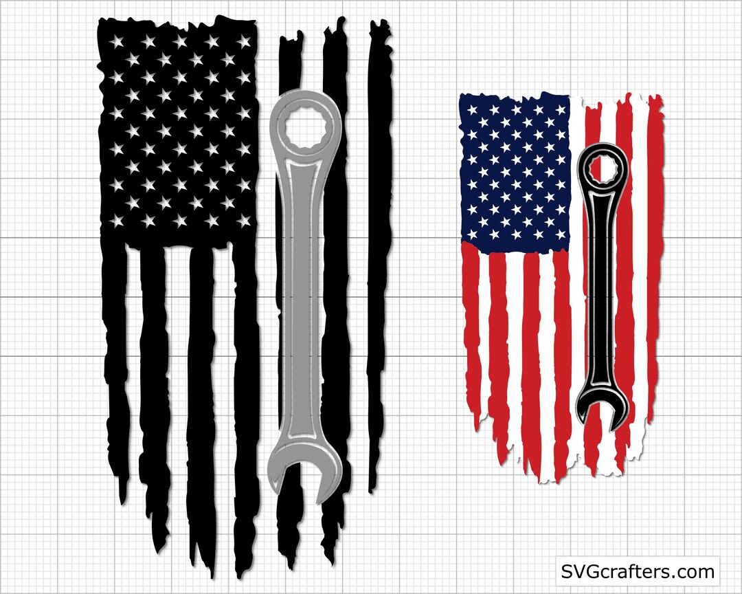 Wrench Flag Svg, Mechanic Svg, Mechanic Clipart, Mechanic Shirt, Wrench ...