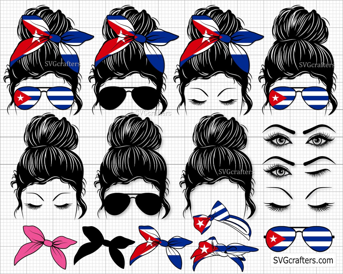 Cuban Momlife Svg Png, Cuba Bun Hair Svg, Cuban Flag Svg Png, Cuban Svg ...